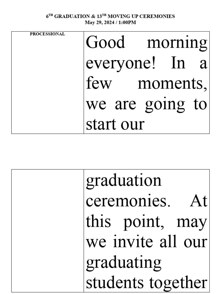 6th Graduation & 13th Moving Up Ceremonies | PDF