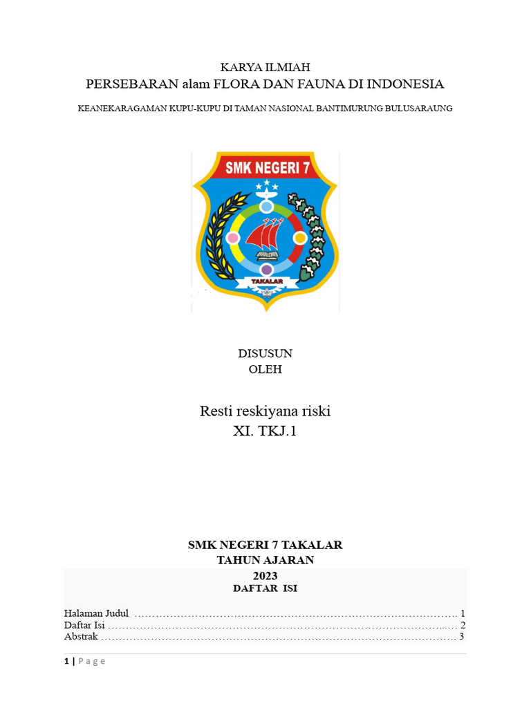 4.resti Karya Ilmiah Keanekaragaman Kupu2 Ditaman Nasional Bantimurung | PDF