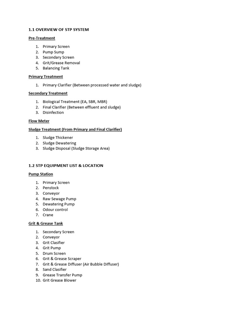 STP Equipment and Pump Overview | PDF