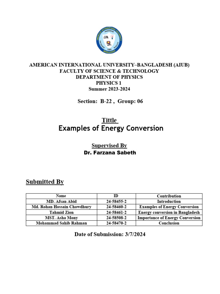 Energy Conversion Examples Explained | PDF | Renewable Energy | Power ...