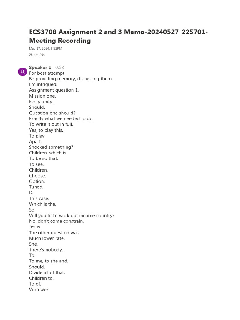 ECS3708 Assignments 2 & 3 Memo | PDF | Applied Mathematics
