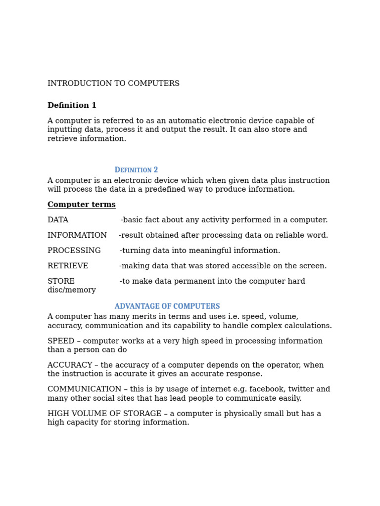 Computer Packages Notes | PDF | Computer Data Storage | Operating System