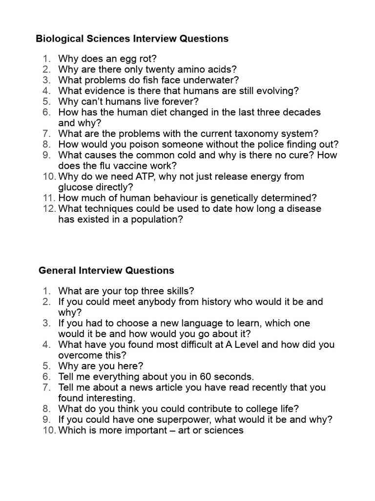 Essential Biology Interview Questions | PDF | Virus | Infection