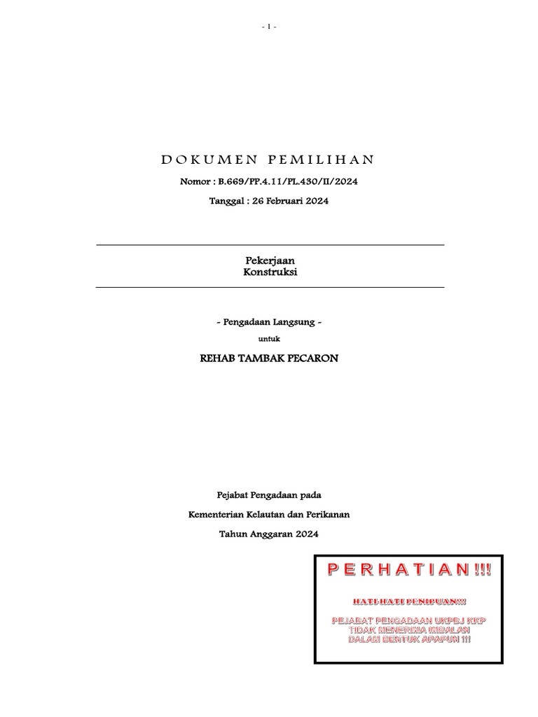 Contoh Dokpil PL Konstruksi | PDF
