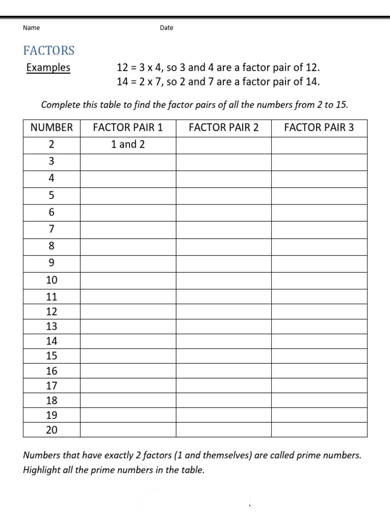 Grade 4 Factors and Multiples Worksheets | PDF | Mathematical Concepts ...