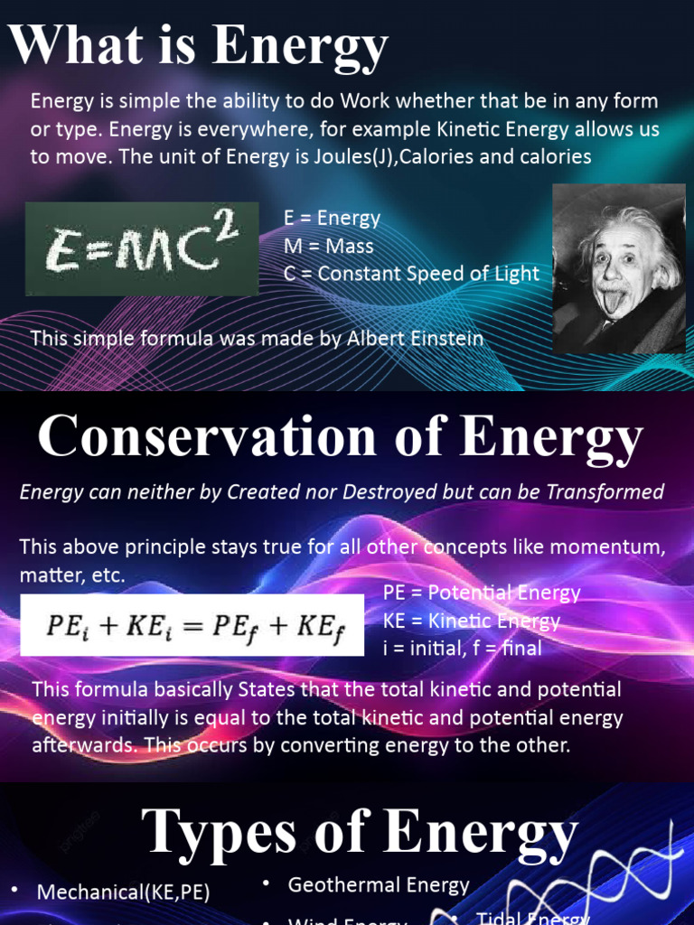 Understanding Energy Types and Concepts | PDF | Science & Mathematics