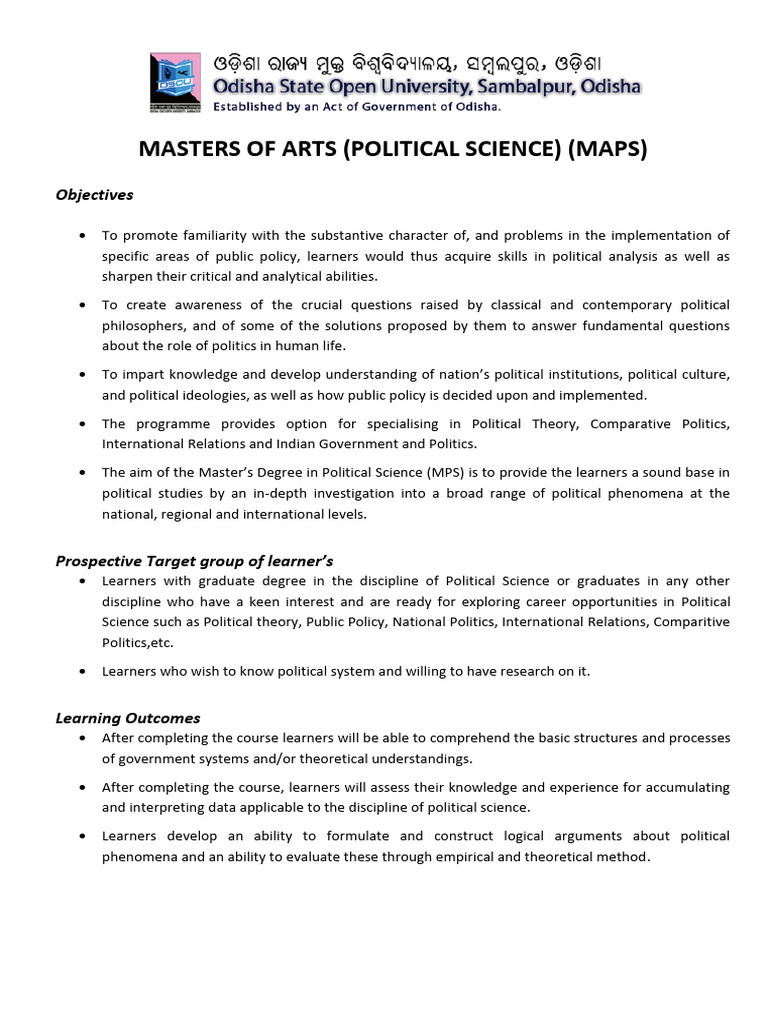 Syllabus MA Political Science-2018-19 | PDF | State (Polity ...