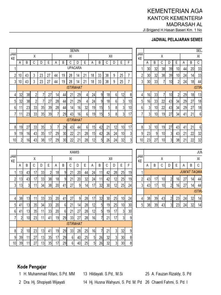 JADWAL 2425 6 Hari | PDF