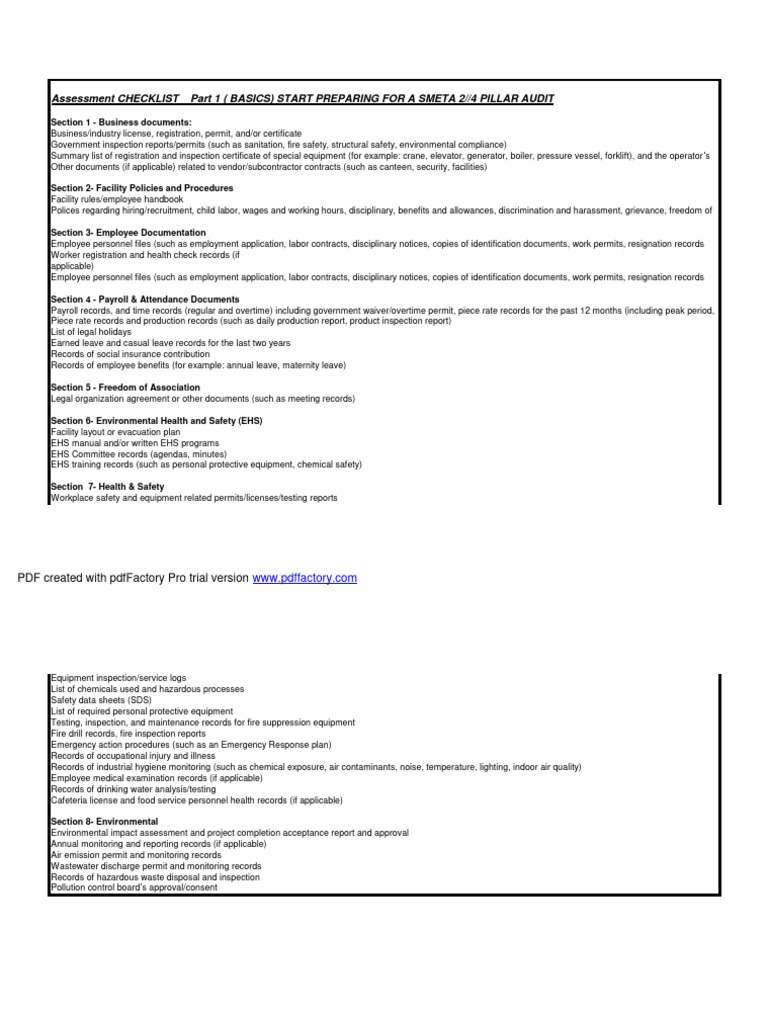 Sedex-Gap Analysis-Checklist | PDF | Employment | Occupational Safety And Health