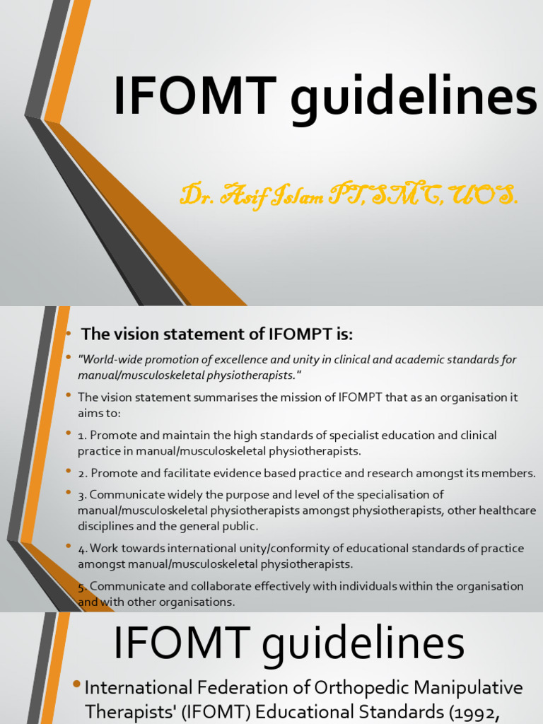 Ifomt Guidelines Lect 19 | PDF | Physical Therapy | Osteoarthritis