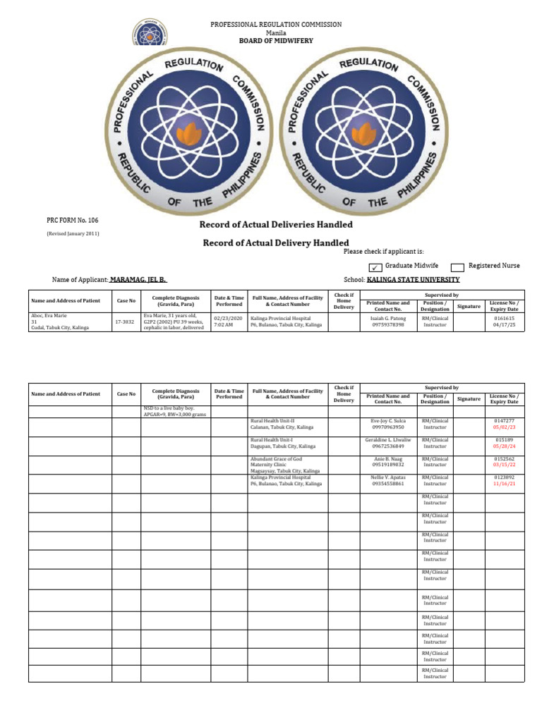 Final PRC Form Corrected New | PDF | Midwife | Midwifery