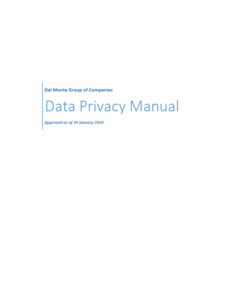 Data Privacy Manual Approved As of 29 January 2018 | PDF | Privacy ...