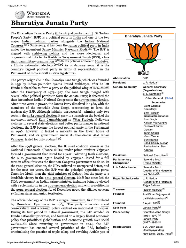 BJPW | PDF | Bharatiya Janata Party | Government
