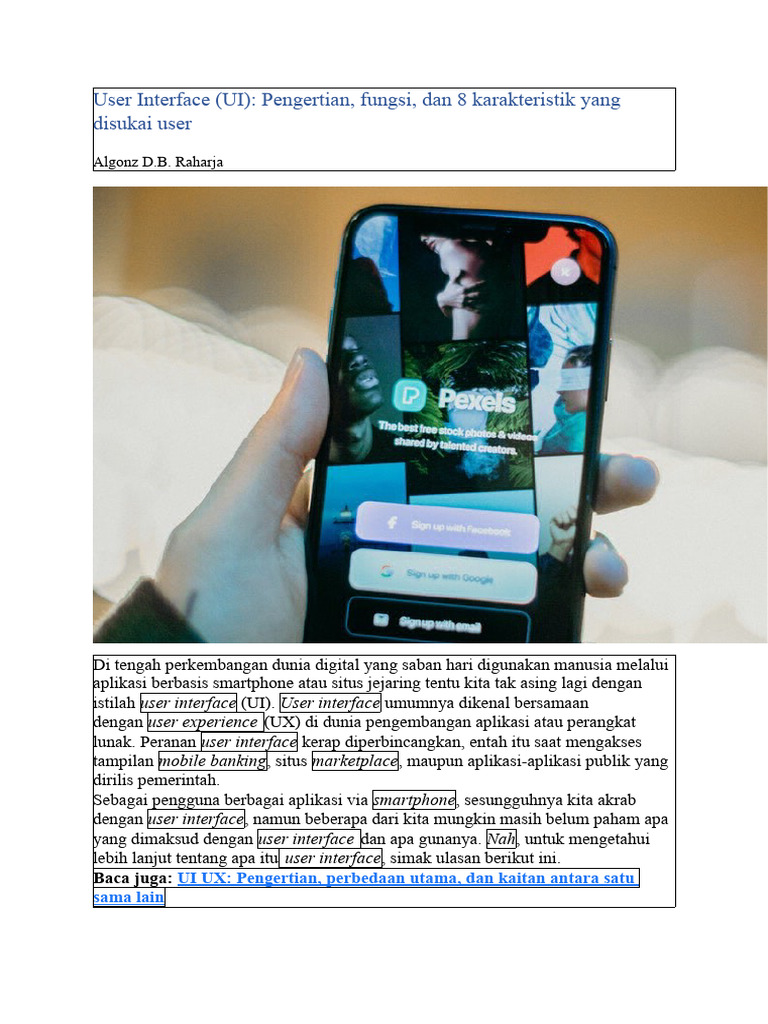 User Interface (UI) : Pengertian, Fungsi, Dan 8 Karakteristik Yang Disukai User | PDF