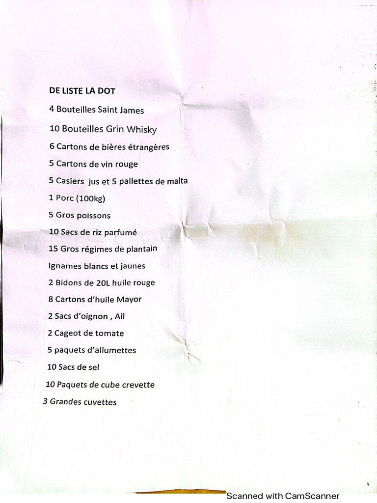 Liste de La Dot | PDF