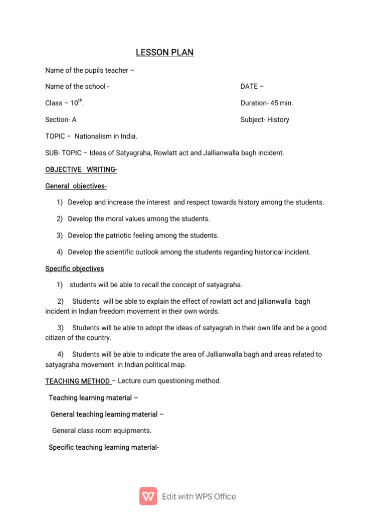 Lesson Plan History | PDF