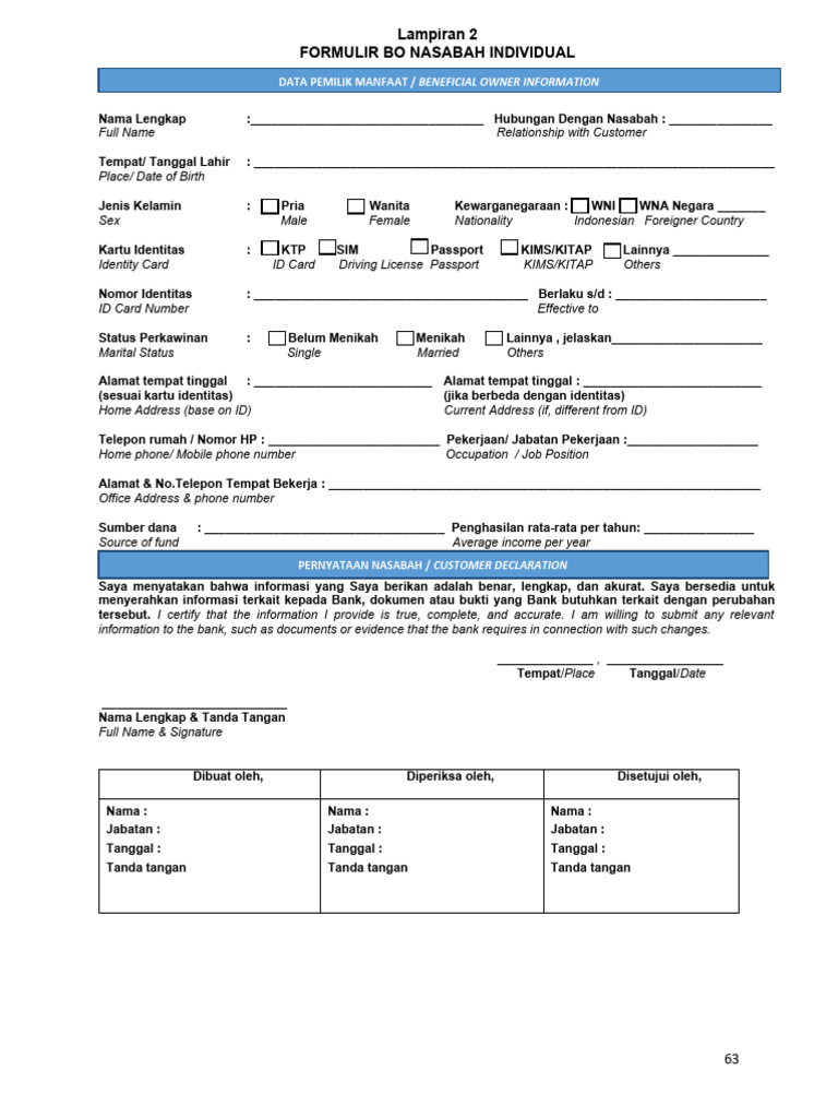Form BO Perorangan 2023 | PDF