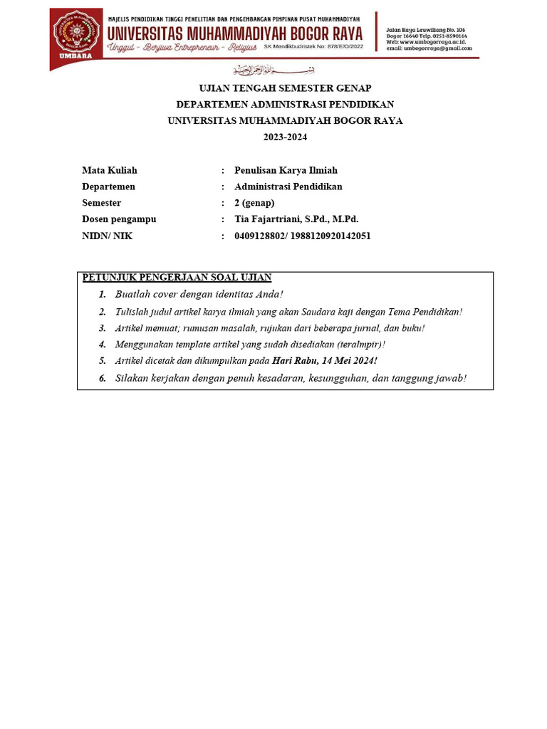 Ananda Amesa Diwa UTS - PENULISAN - KARYA - ILMIAH | PDF