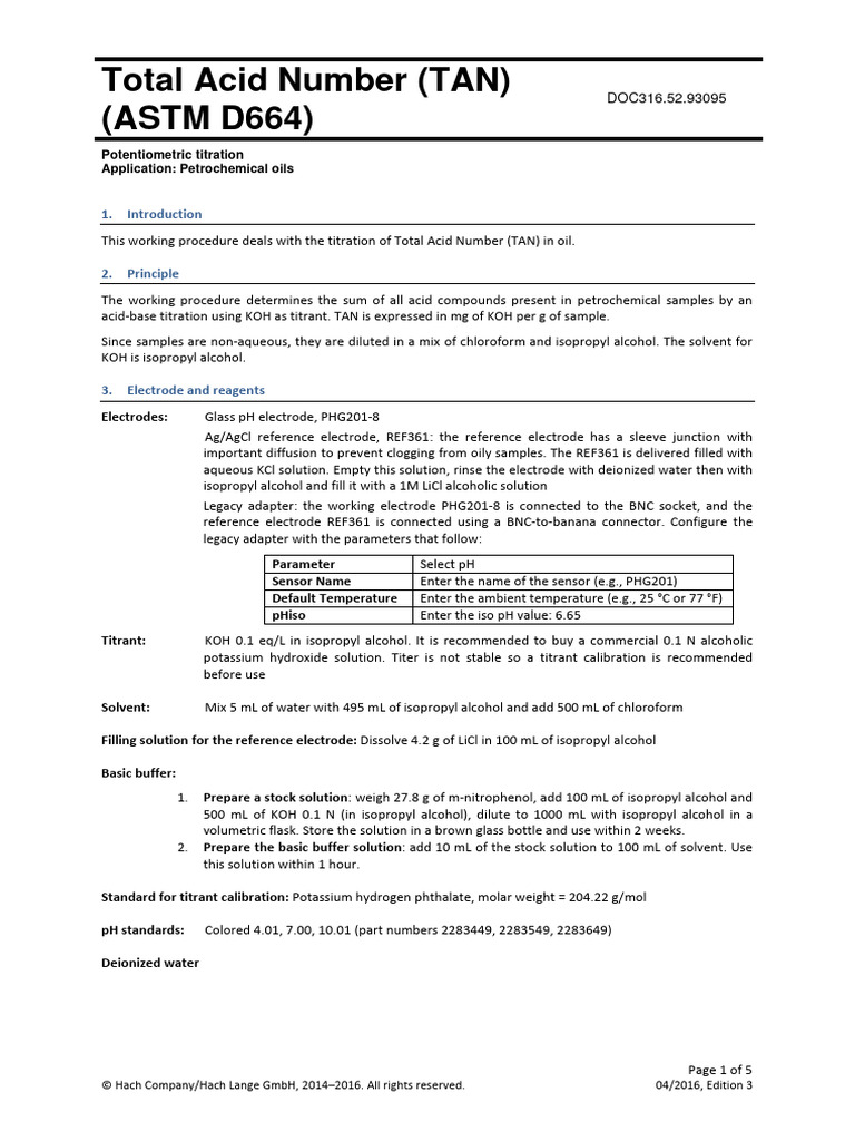 DOC316.52.93095 - Total Acid Number (TAN) | PDF | Titration | Chemistry