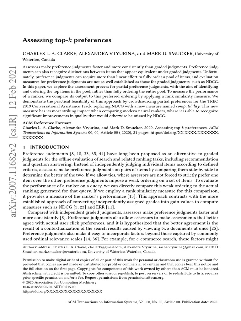 2021 Assessing Top-? Preferences | PDF | Foods | Evaluation