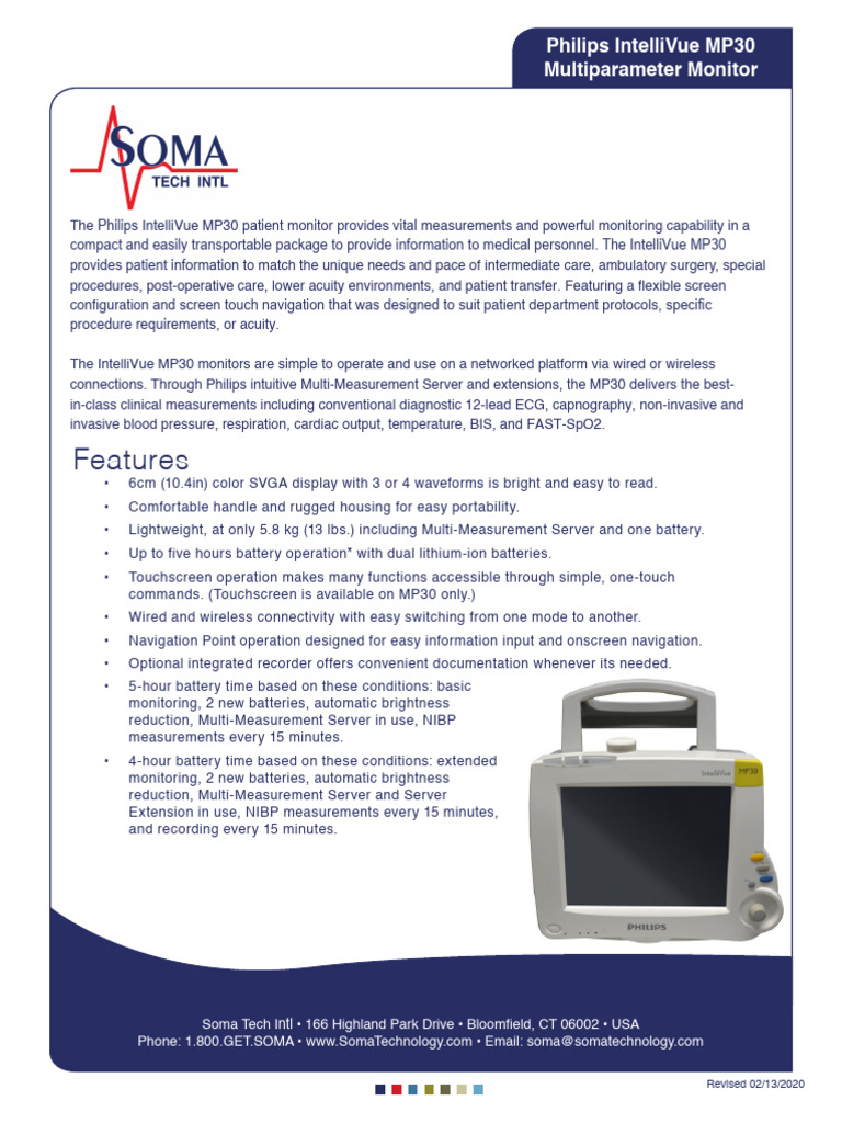Philips IntelliVue MP30 Monitor Overview | PDF | Monitoring (Medicine)