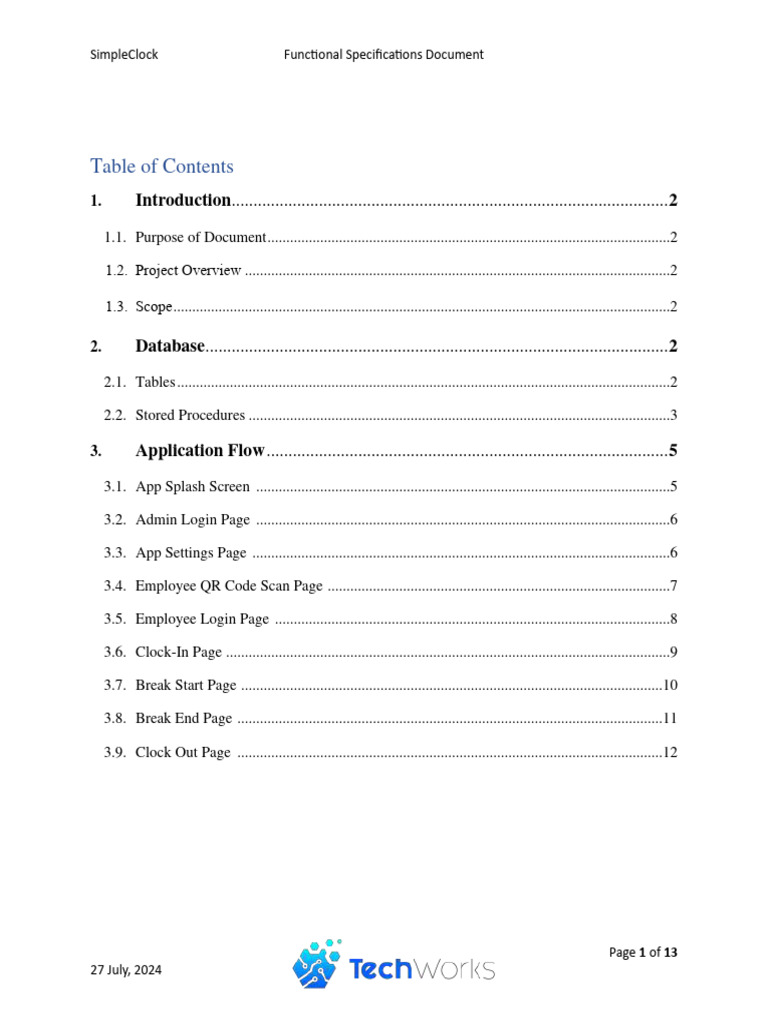 SimpleClock Functional Document | PDF | Qr Code | Login