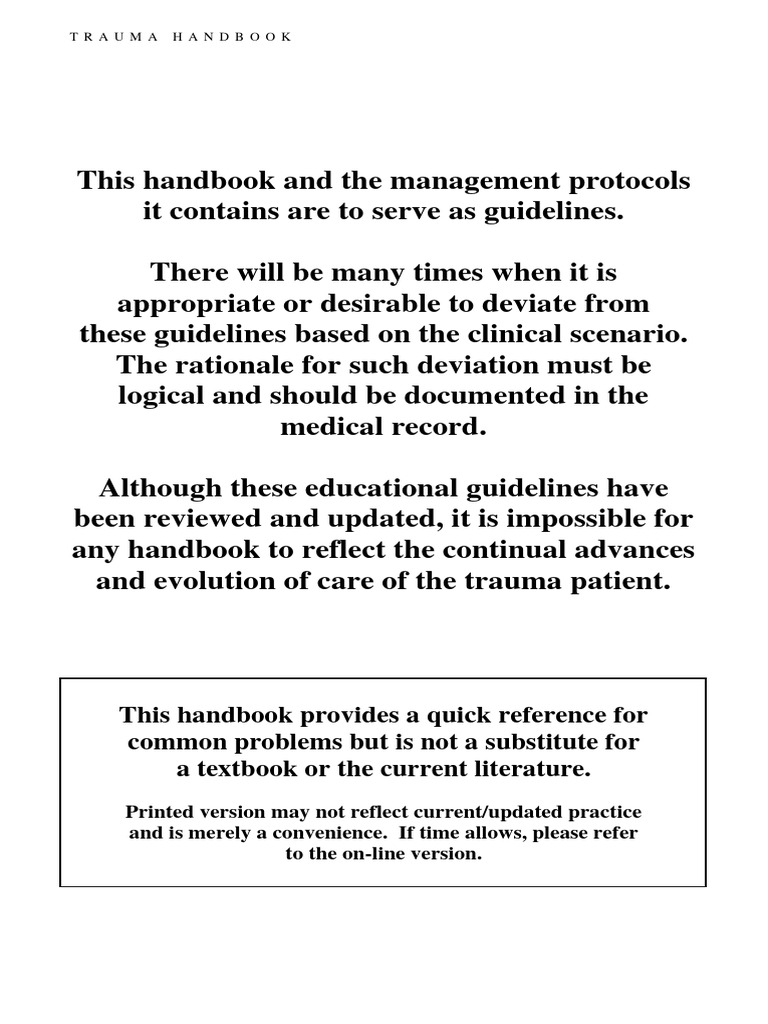 TRAUMA HANDBOOK | PDF | Major Trauma | Informed Consent