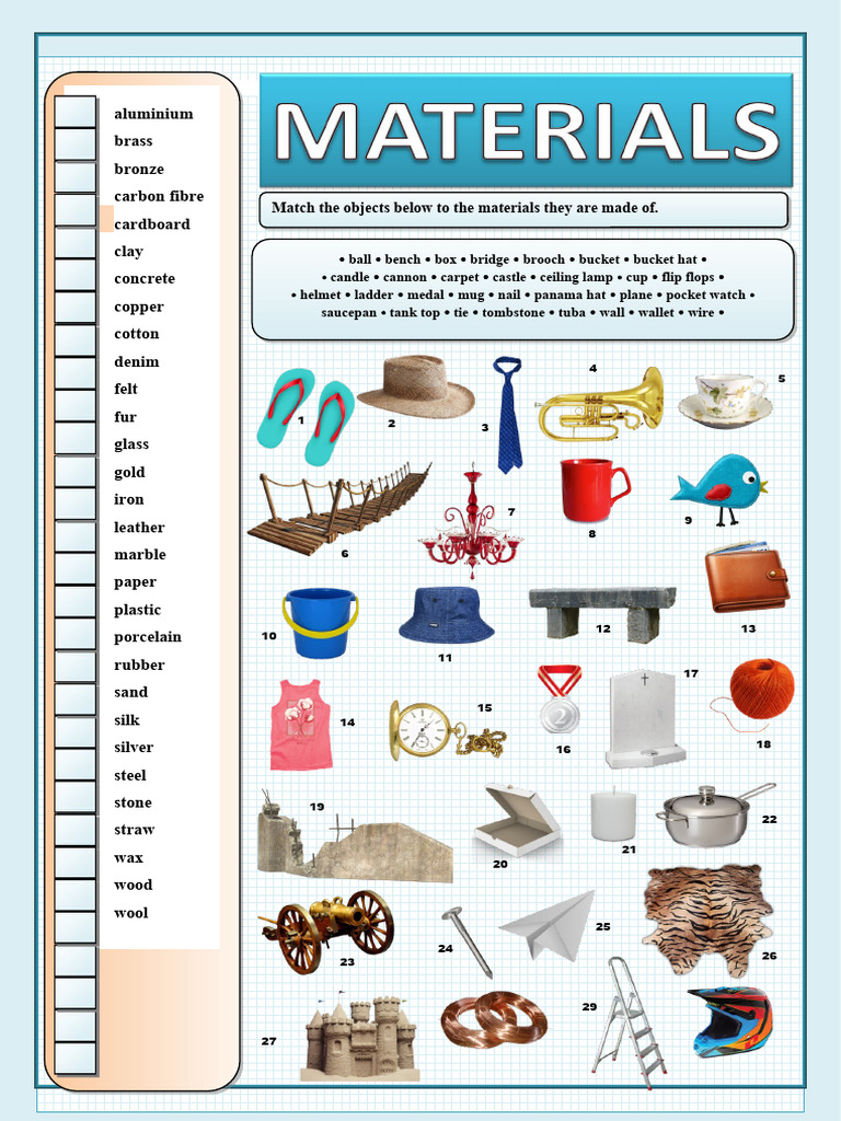 What Are Things Made of Materials Information Gap Activities Picture ...
