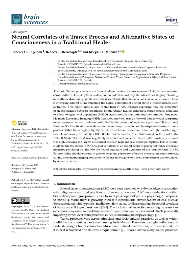 Trance Posession | PDF | Insular Cortex | Perception
