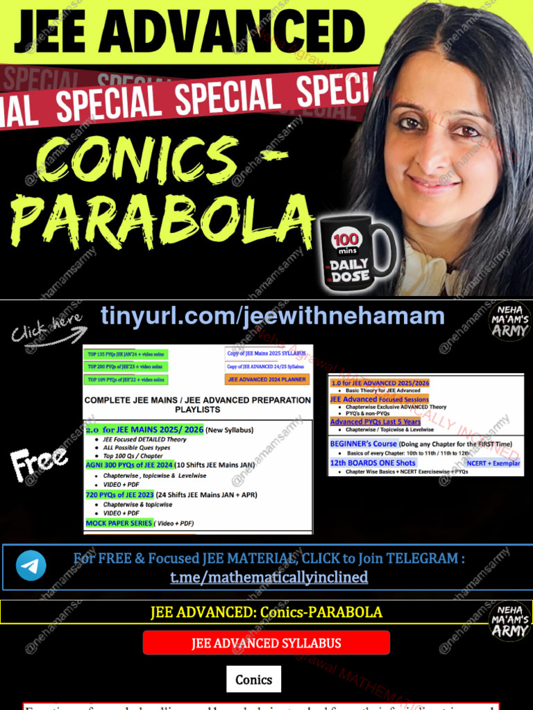 Jee Advanced 2024 - Conics-Parabola | PDF | Geometry | Manifold