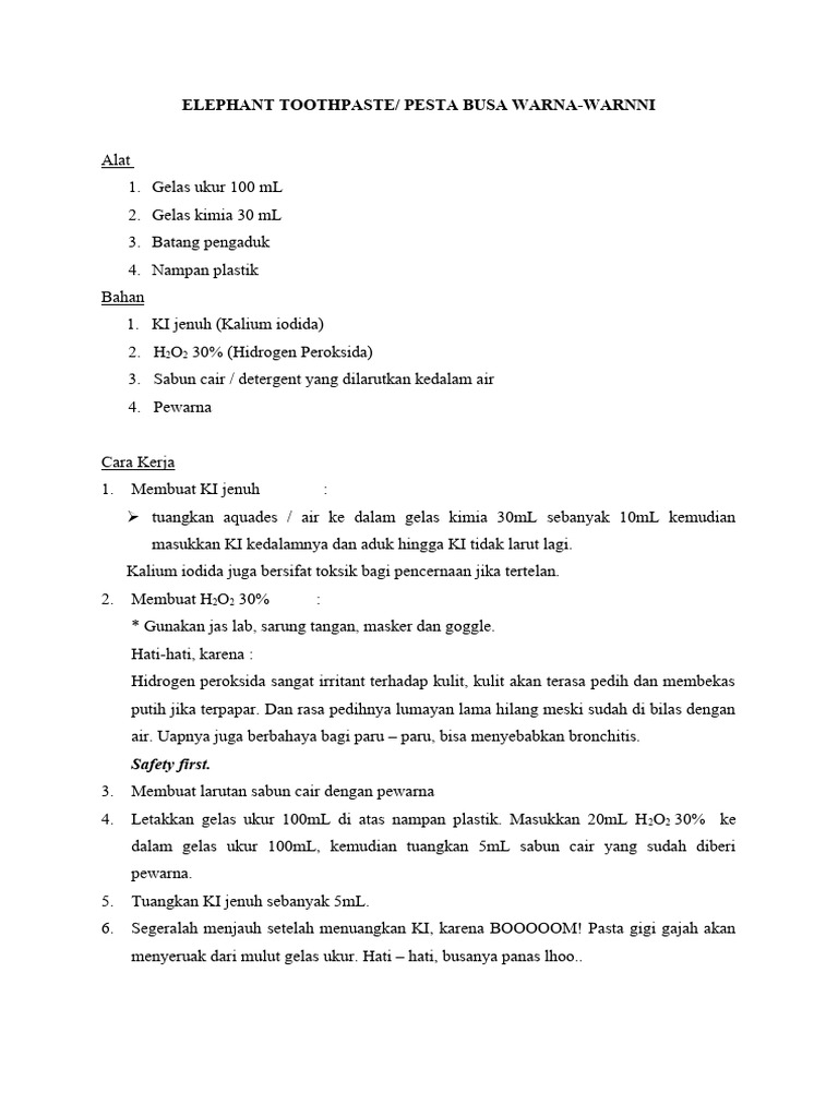 Elephant Toothpaste & Fire Snake | PDF