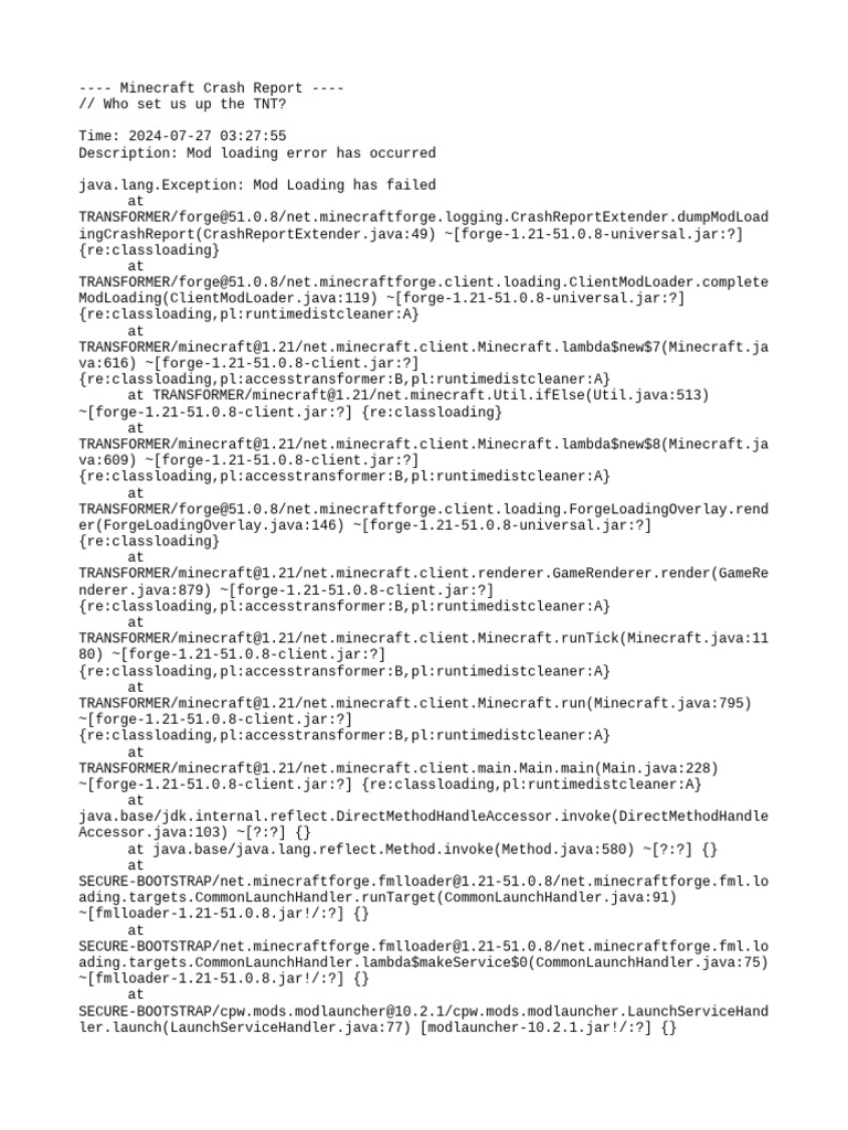 Minecraft Mod Loading Error Report | PDF | Central Processing Unit | Computer Science