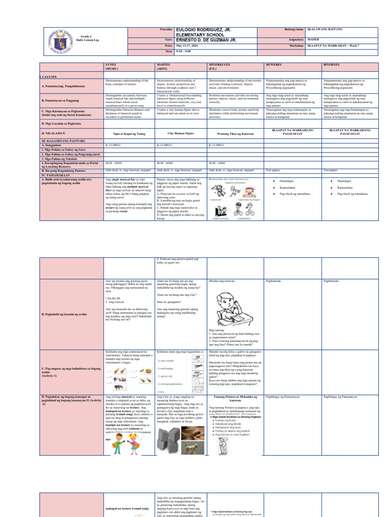 Q4 Week7 DLL Mapeh 2 | PDF