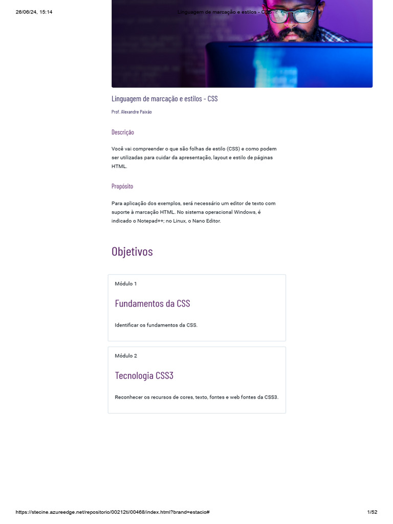 Linguagem de Marcação e Estilos - CSS | PDF | Html | Rede mundial de ...