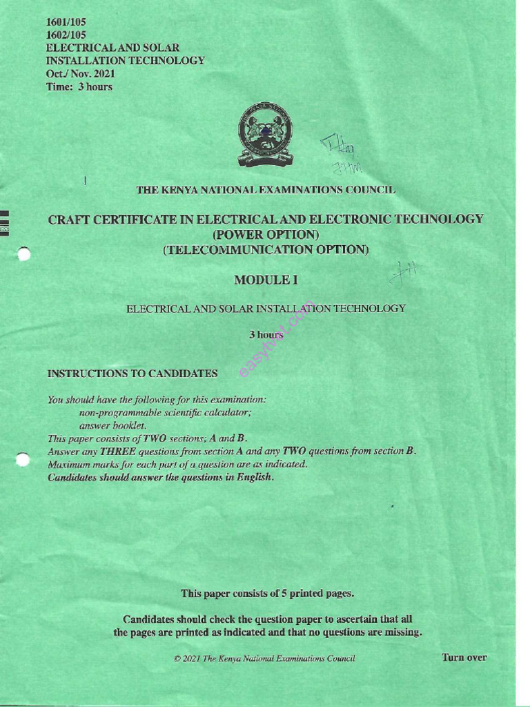 Electrical Past Paper 1 | PDF