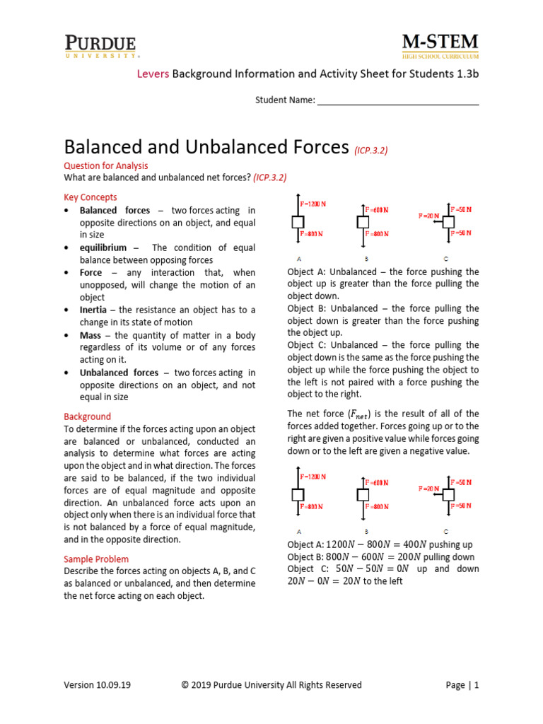 1.3b Balanced and Unbalanced Forces | PDF | Force | Tension (Physics)