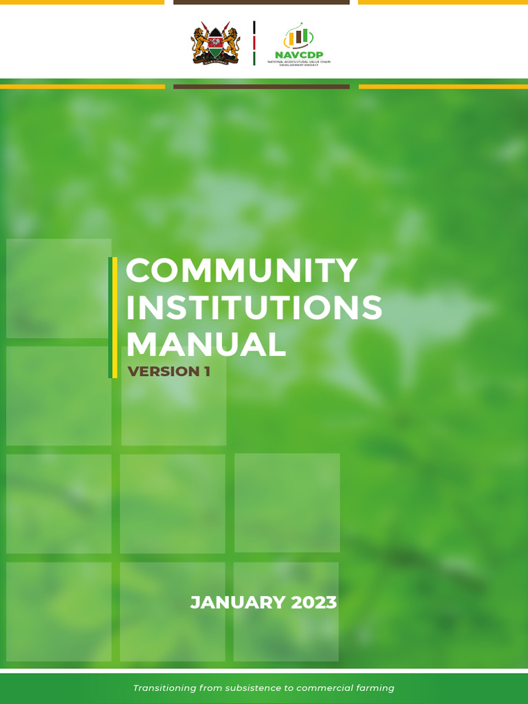 NAVCDP Community Institutions Manual | PDF | Agriculture | Smallholding