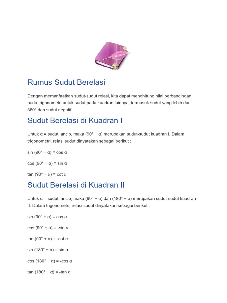 Rumus Sudut Berelasi | PDF