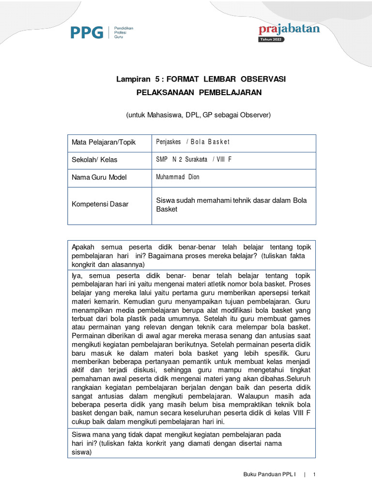 LK 4 - Lembar Observasi Pembelajaran Observer - Siklus 3 (PPL 2) | PDF | Karier & Perkembangan