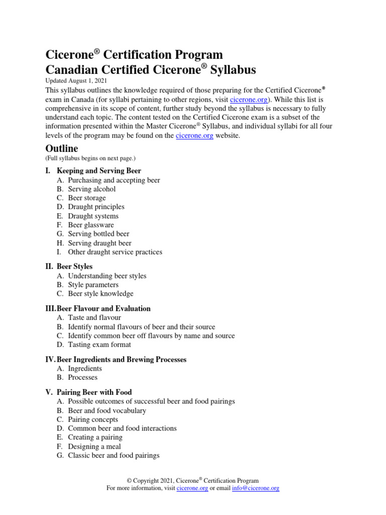 Cicerone Certification Progamme | PDF | Beer | Ale