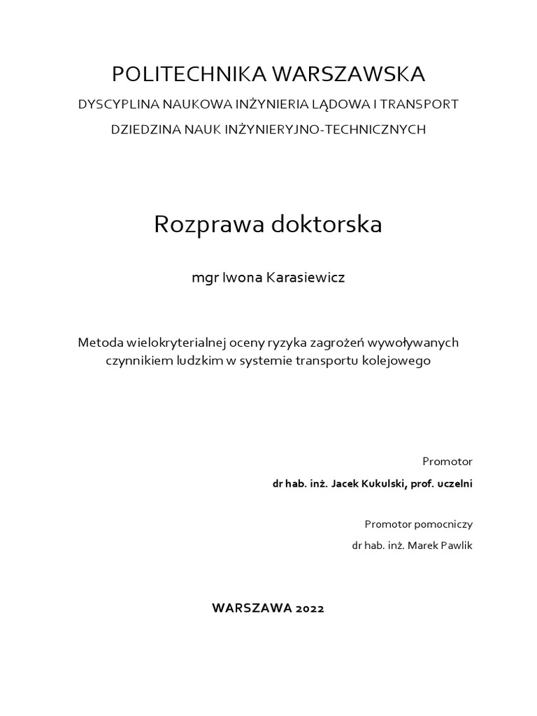 Rozprawa Doktorska - Karasiewicz Iwona | PDF