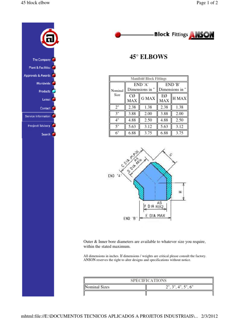 45 DEGREE BLOCK ELBOW | PDF