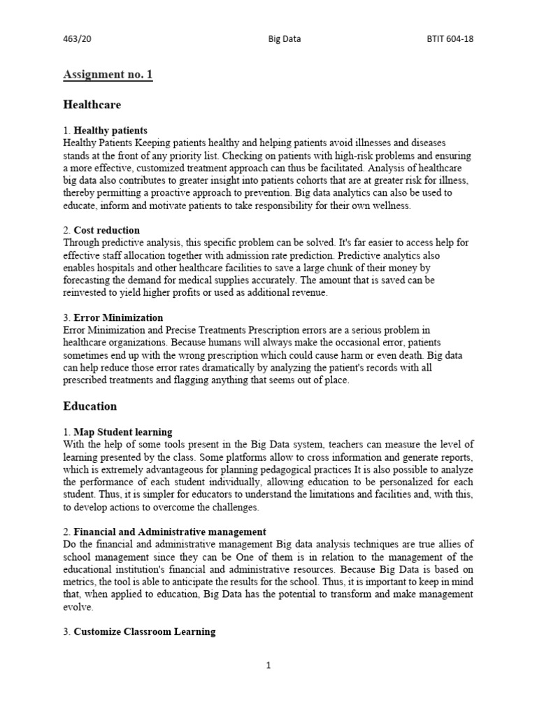 Big Data 463-20 (Assign.1) | PDF | Big Data | Analytics