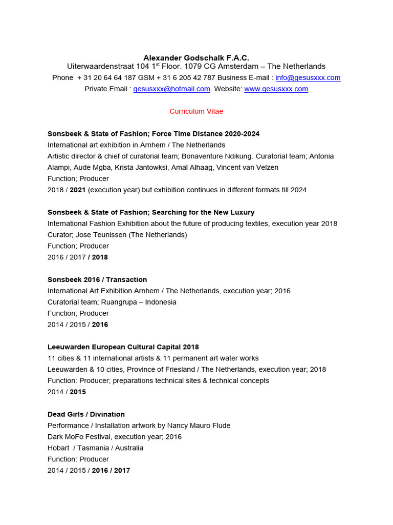 Art & Fashion Exhibition Producer | PDF | Netherlands | The Arts