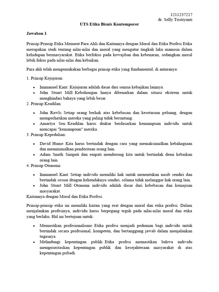Prinsip Etika dalam Bisnis Kontemporer | PDF | Karier & Perkembangan