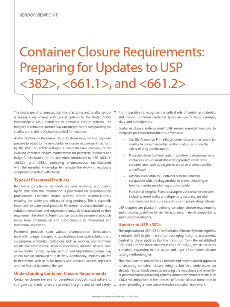 APR CM Nelson Labs Container Closure Requirements | PDF ...