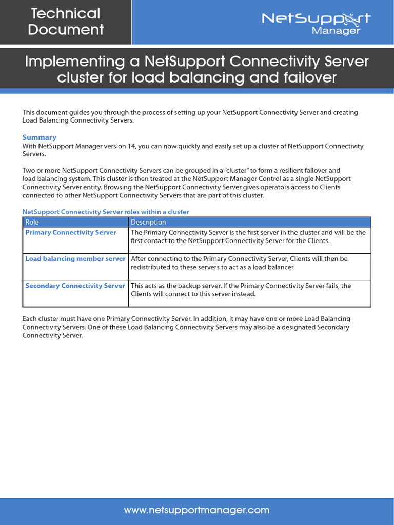 Implementing A NetSupport Connectivity Server Cluster For Load ... Implementing A NetSupport Connectivity Server Cluster For Load ...