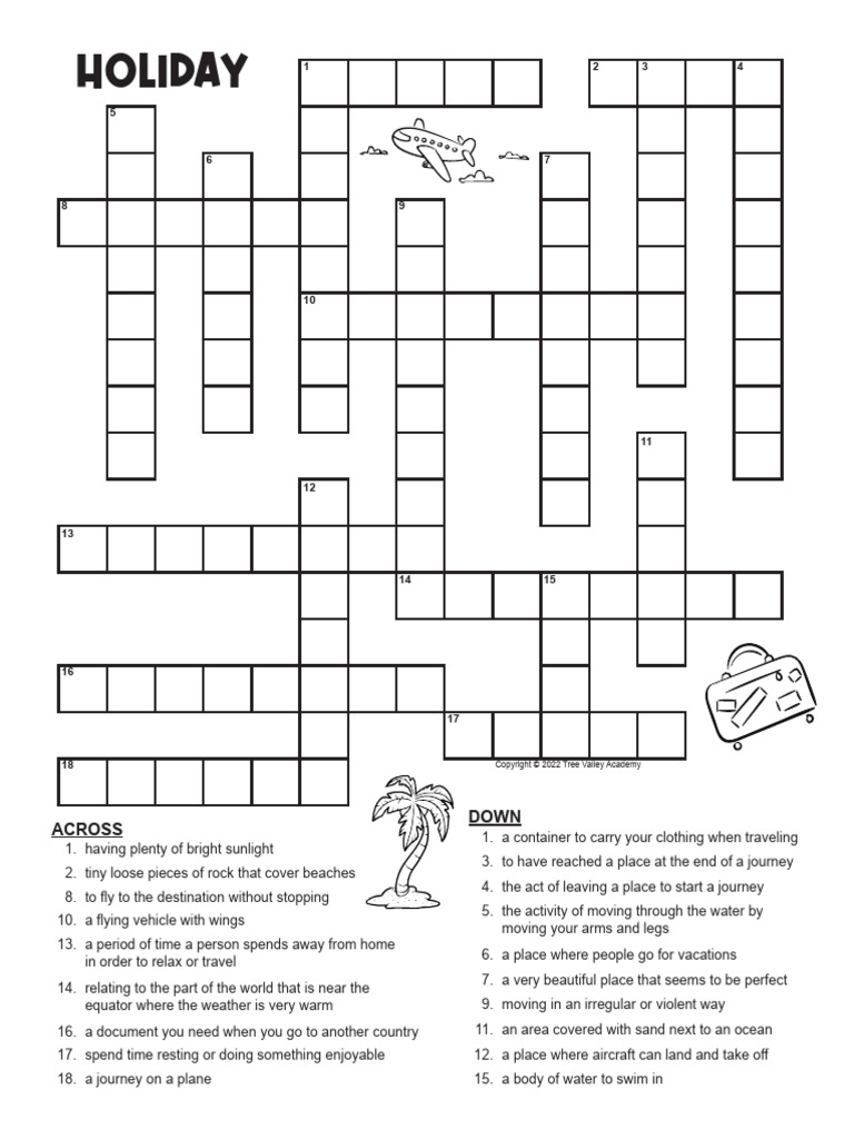 Vacation Crossword Puzzles For Kids | PDF | Earth Sciences