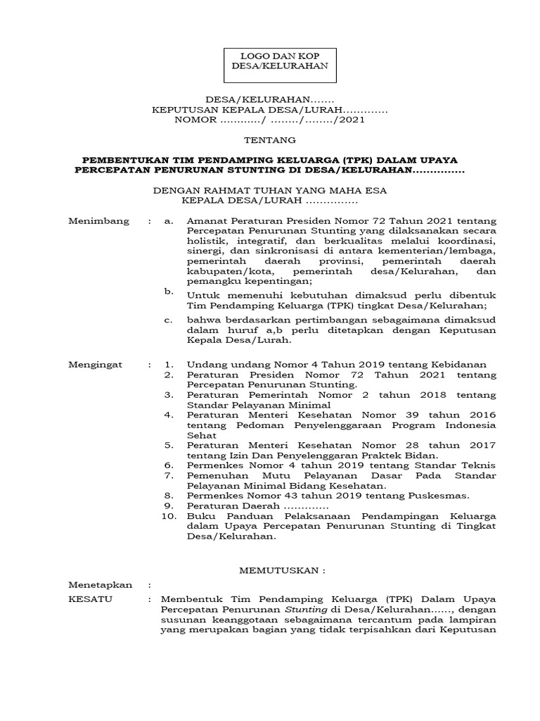 Format SK TPK Kelurahan-Desa | PDF