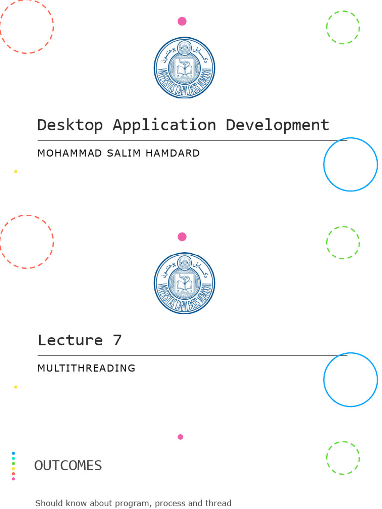 Advance Desktop Applications - Lecture 7 | PDF | Thread (Computing ...